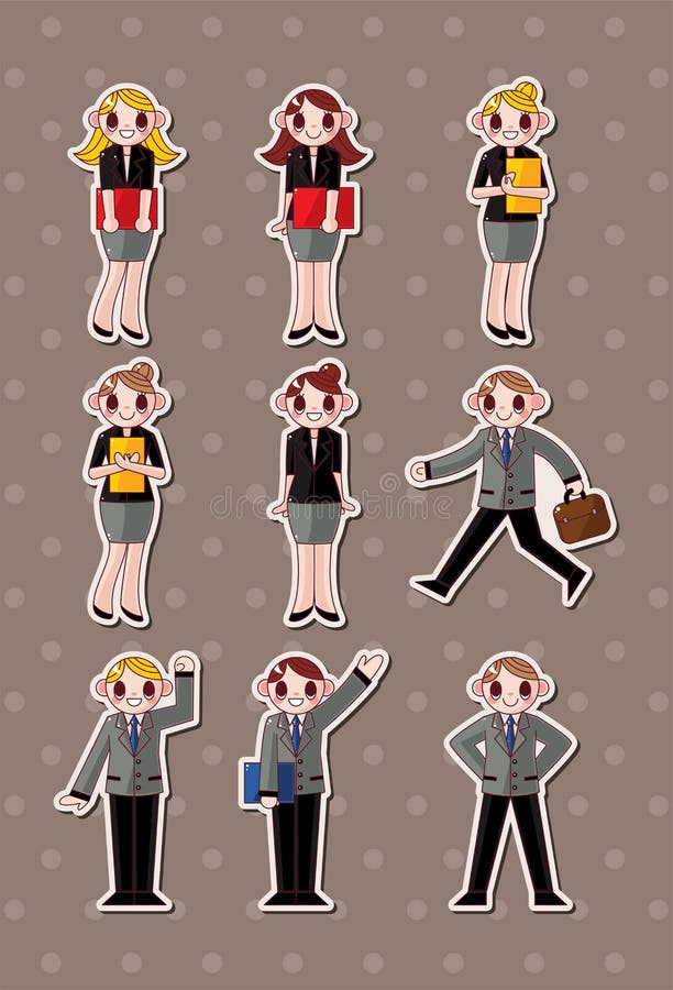 Cartoon Happy Office Workers Stickers Stock Illustrations – 12 Cartoon ...