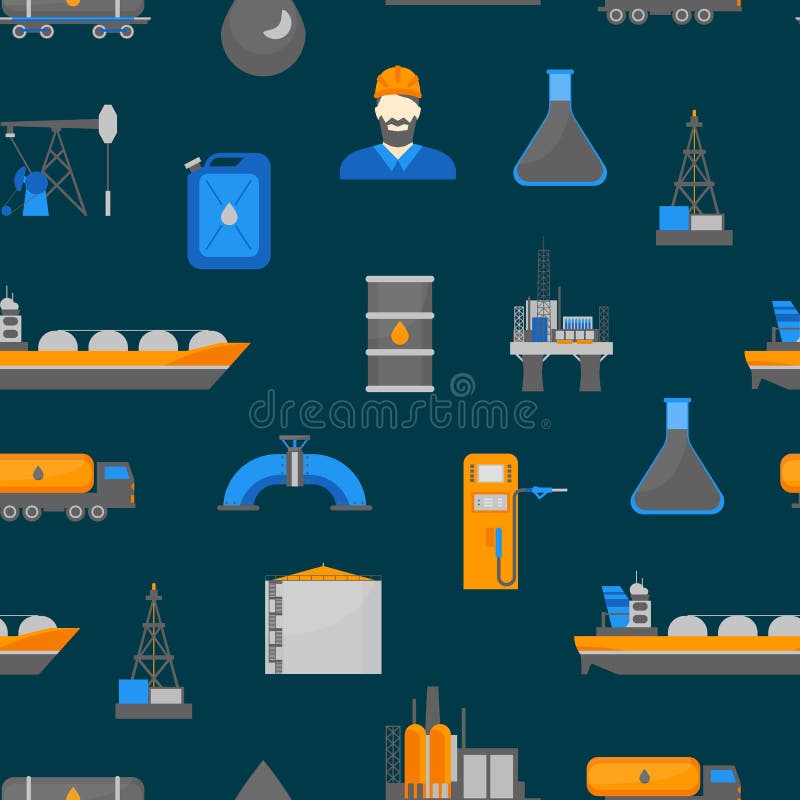 Cartoon Oil Petroleum Processing Icons Set. Vector Stock Vector ...
