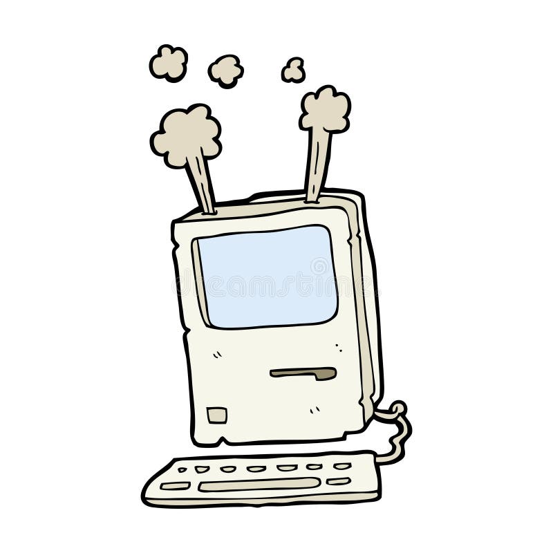 Cartoon old computer stock illustration. Illustration of cartoon - 37010590