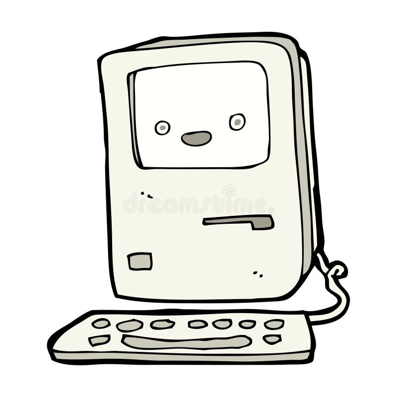 Cartoon old computer stock vector. Illustration of simple - 37019862