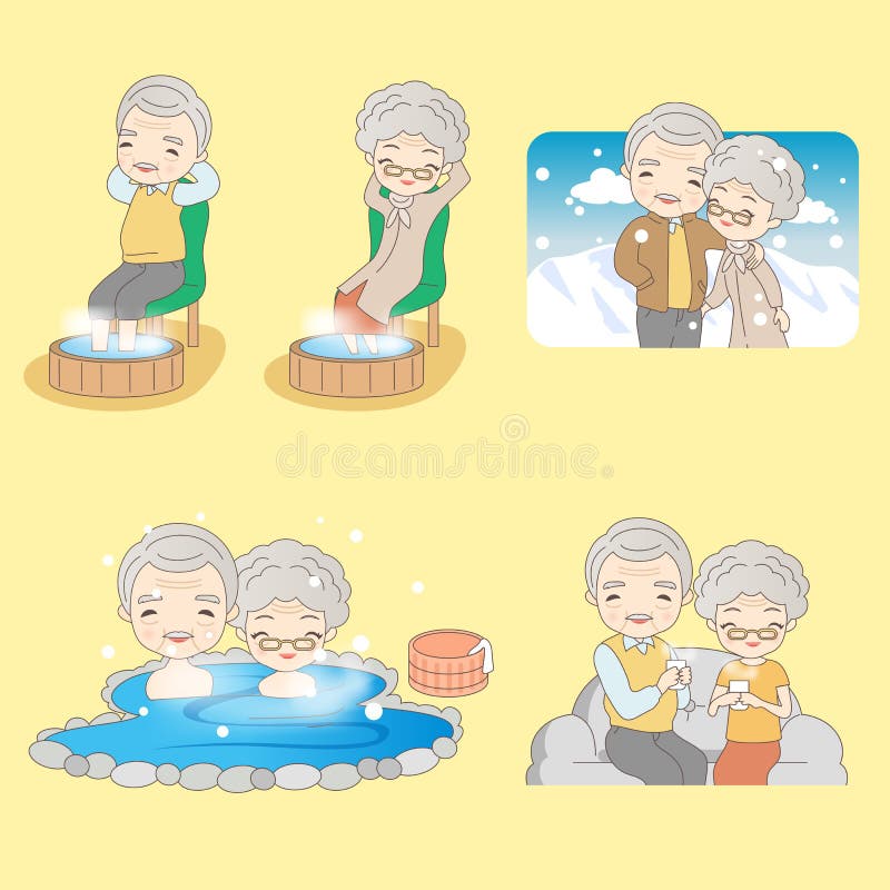 Cartoon Old Couple Get Warm Stock Vector - Illustration of cold ...
