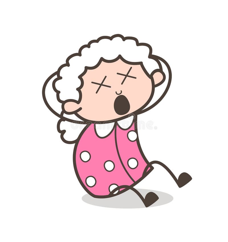 Cartoon Old Lady with Dizzy Face Vector Illustration Stock Illustration ...