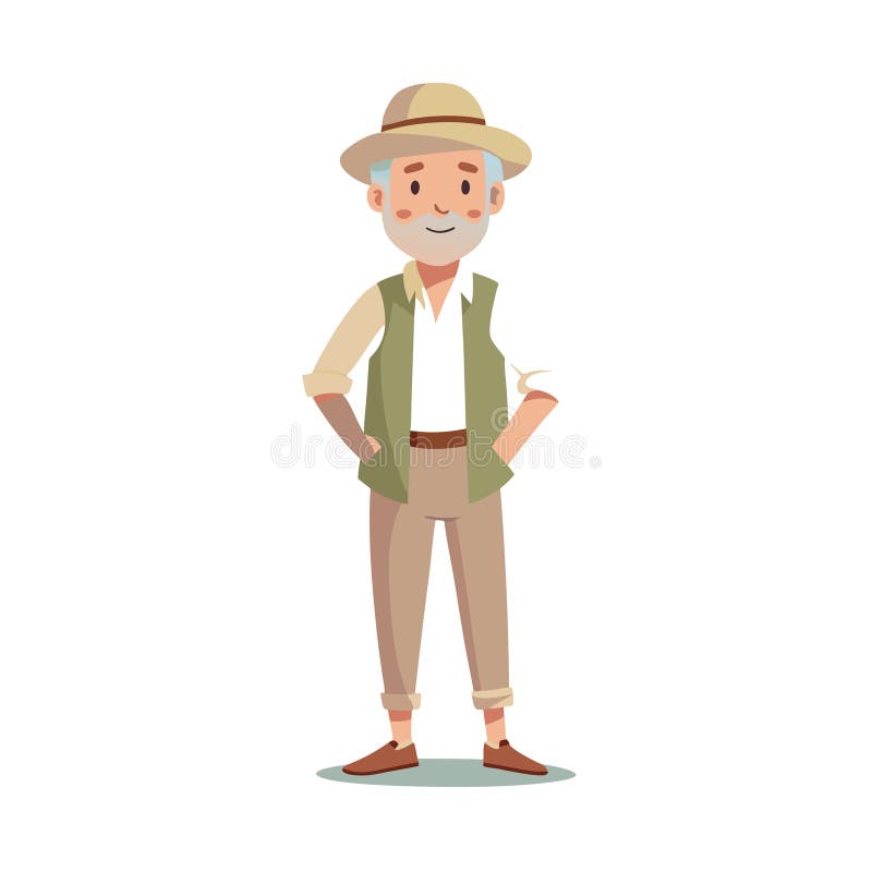 Cartoon Old Man with Beard and Hat Vector Illustration Stock Vector ...