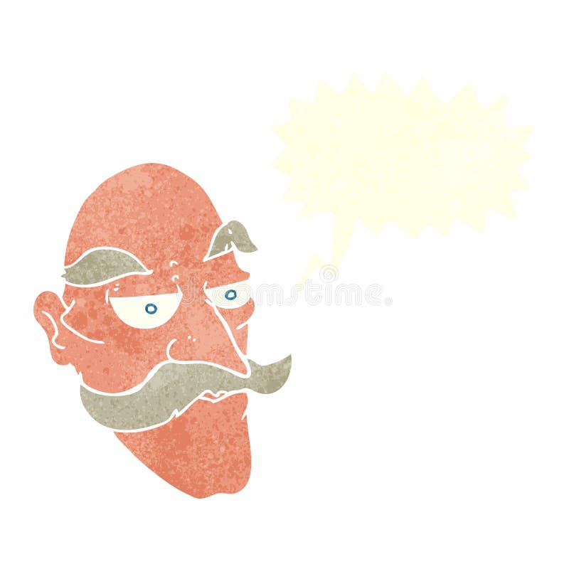 Cartoon Old Man Face with Speech Bubble Stock Illustration ...