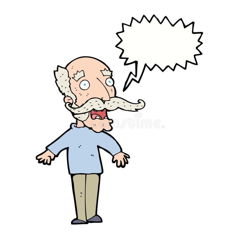 Cartoon Old Man Gasping in Surprise with Speech Bubble Stock ...