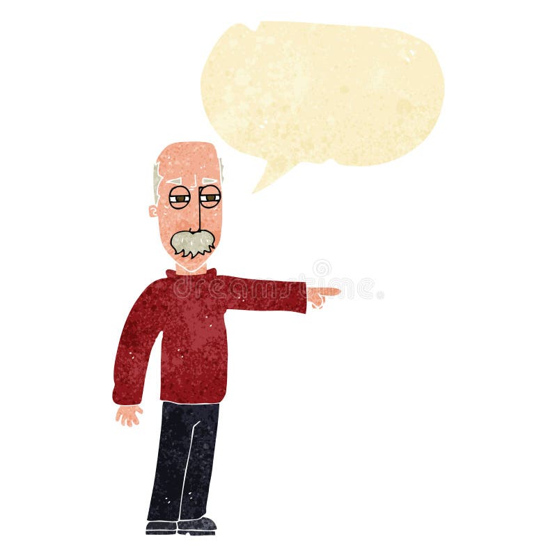 Cartoon Old Man Gesturing Get Out! with Speech Bubble Stock ...