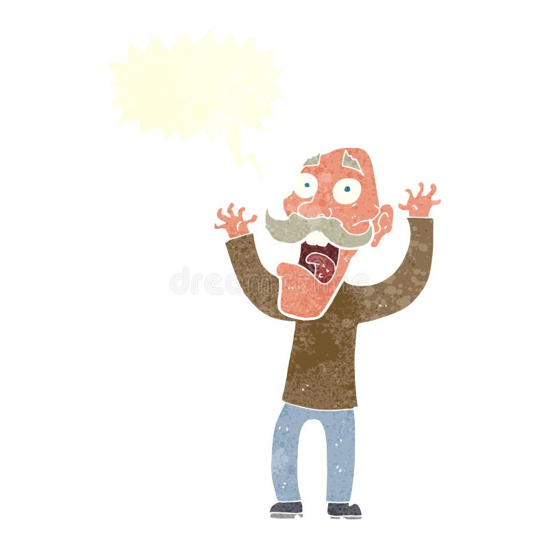 Cartoon Old Man Getting a Fright with Speech Bubble Stock Illustration ...