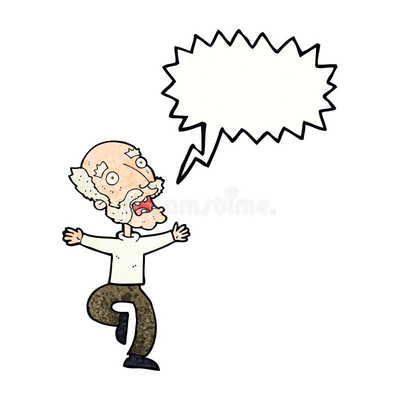 Cartoon Old Man Having a Fright with Speech Bubble Stock Illustration ...