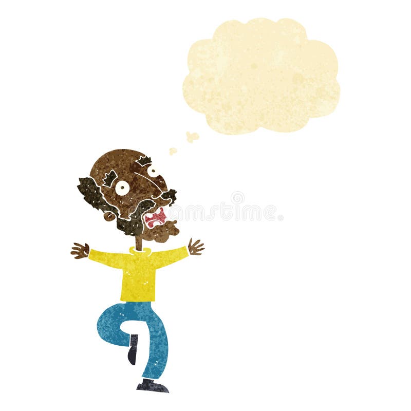 Cartoon Old Man Having a Fright with Thought Bubble Stock Illustration ...