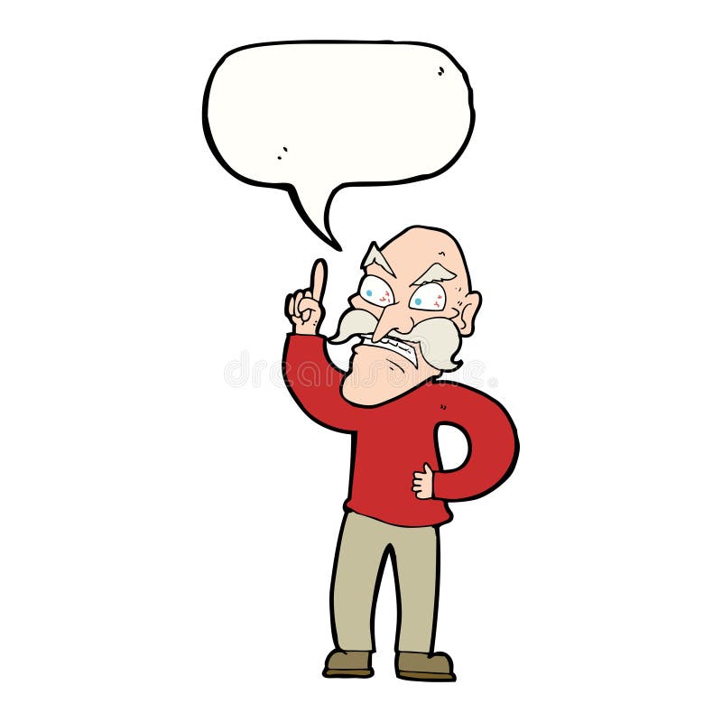 Cartoon Old Man Laying Down Rules with Speech Bubble Stock Illustration ...