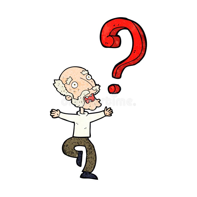 Cartoon Old Man with Question Stock Illustration - Illustration of ...