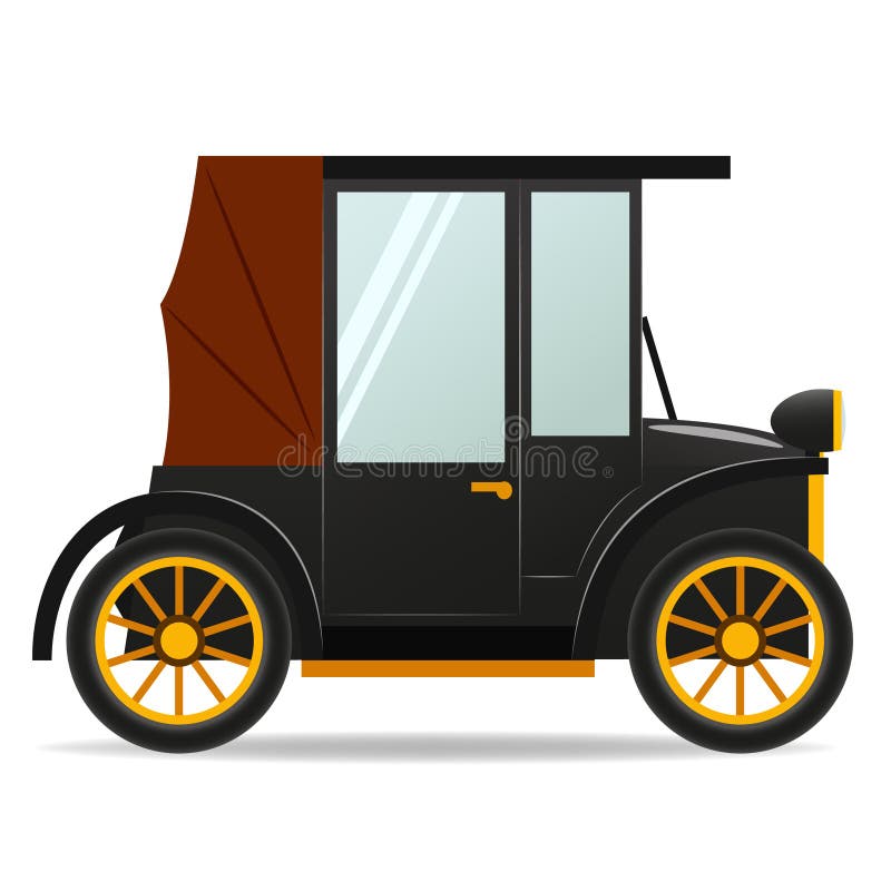 Cartoon Old Retro Car in Black Color Stock Vector - Illustration of ...