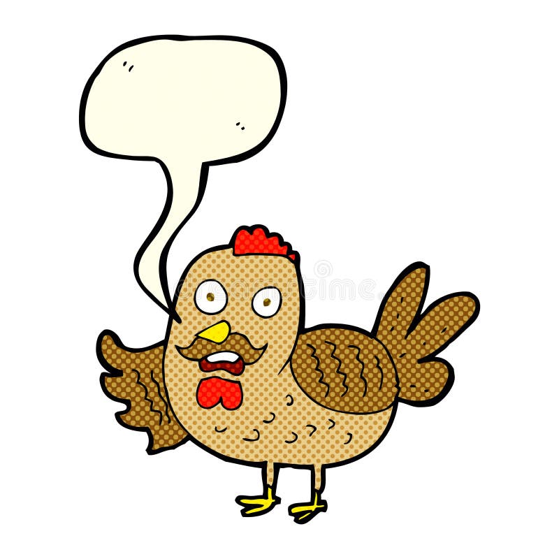 Cartoon Old Rooster with Speech Bubble Stock Illustration ...
