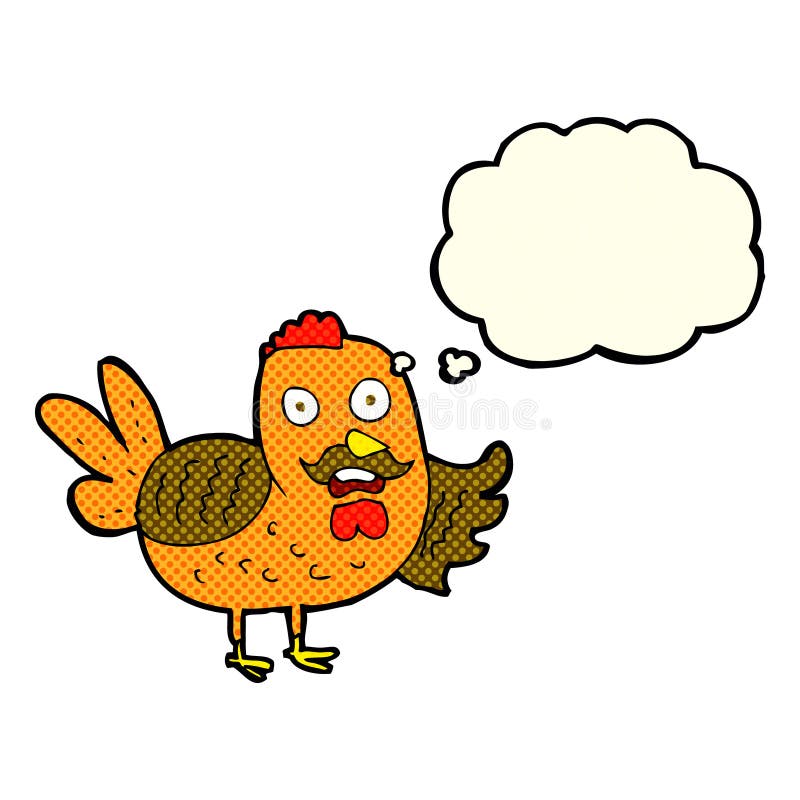 Cartoon Old Rooster with Thought Bubble Stock Illustration ...