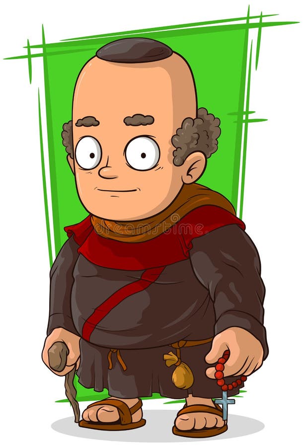 Cartoon old standing monk stock vector. Illustration of male - 76002248