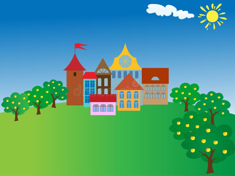 Cartoon old town stock vector. Illustration of magic - 16759209