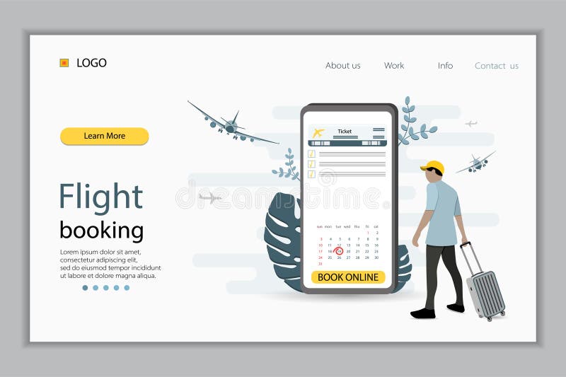 Cartoon Online Booking Ticket Concept and Characters Man Include of ...