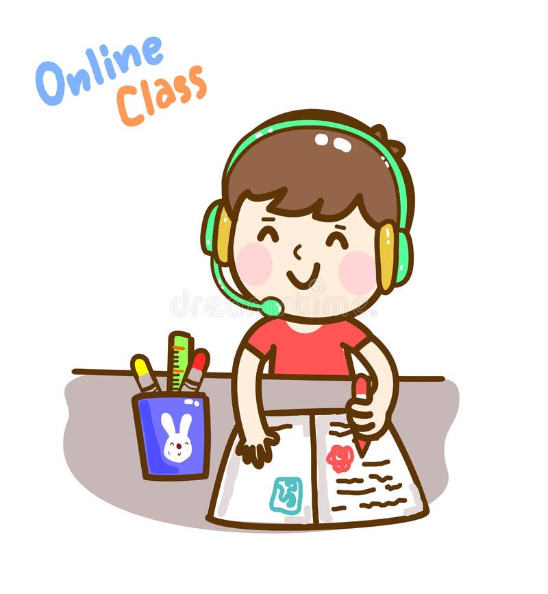 Cartoon Online Education Character Vector. Stock Illustration ...