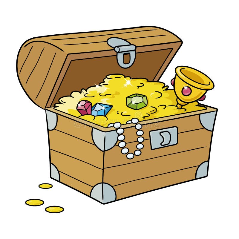 Cartoon Opened Treasure Chest on White Background Stock Vector ...
