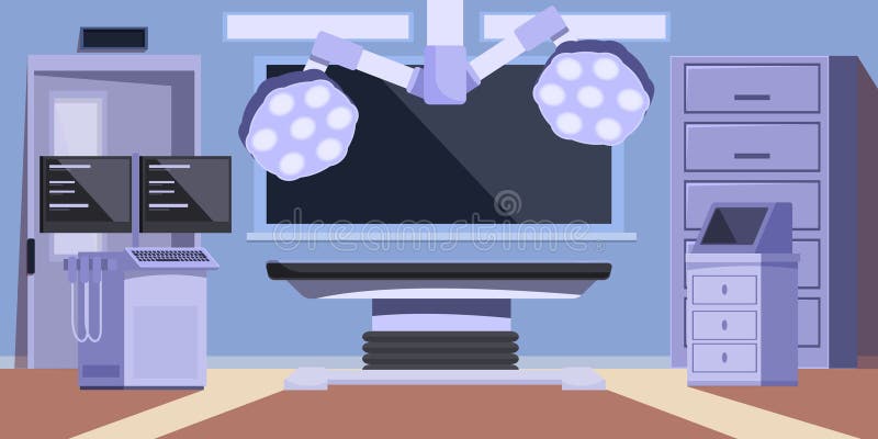 Cartoon Operating Room with Bed and Equipment Stock Vector ...