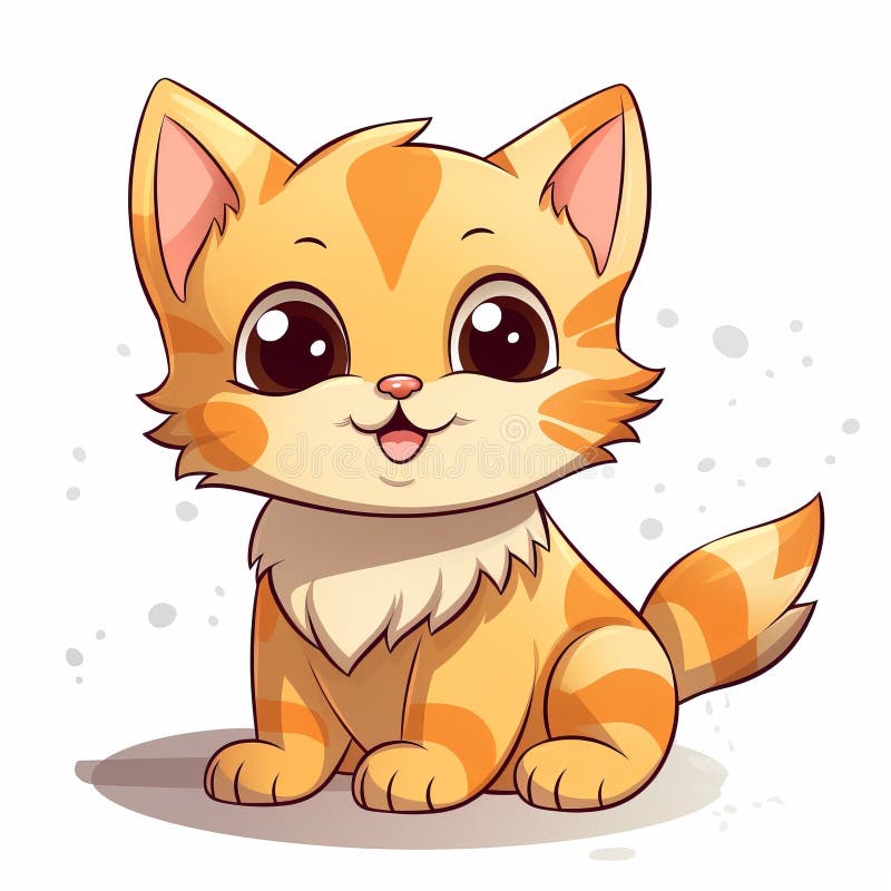 A Cartoon Orange Cat with Big Eyes Stock Illustration - Illustration of ...