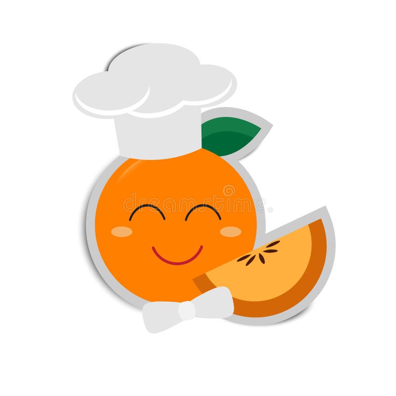 Cartoon Orange Chef with Paper Shadow Stock Vector - Illustration of ...
