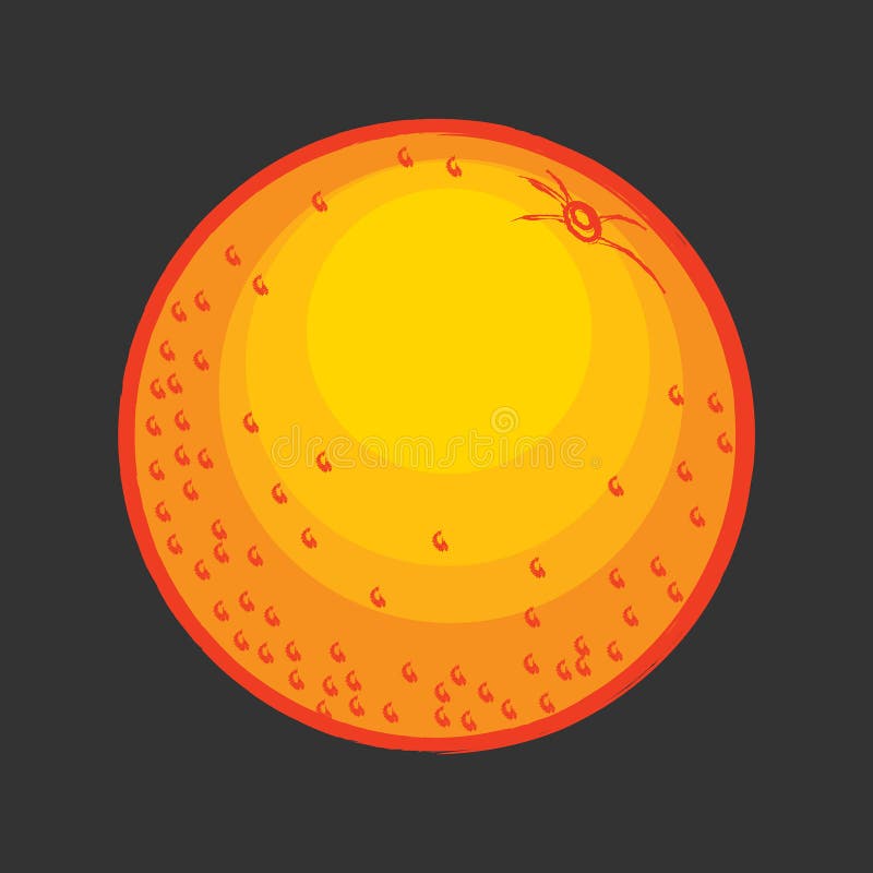 Cartoon Orange with Dot on Dark Background Stock Illustration ...
