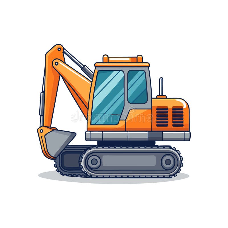 Cartoon Orange Excavator Isolated on White Background Illustration ...