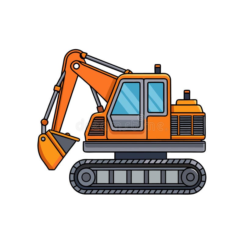 Cartoon Orange Excavator with Tracks for Construction Use Stock Photo ...