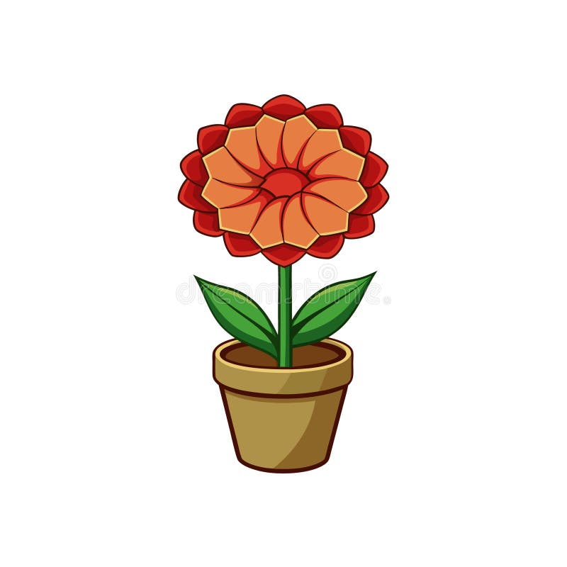 Cartoon Orange Flower in Pot Vector Illustration Stock Illustration ...