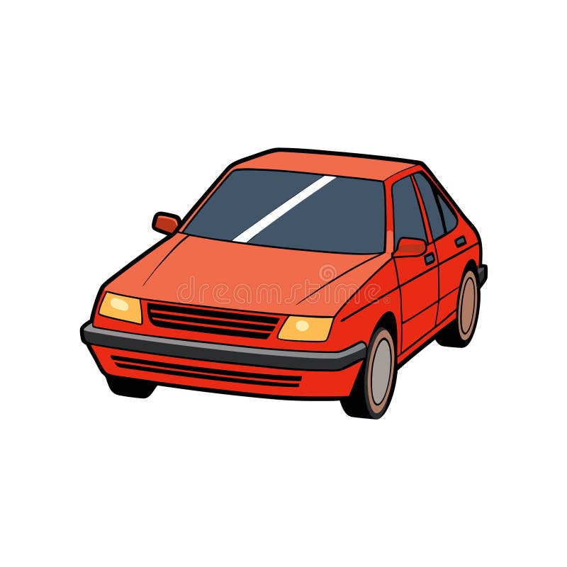 Cartoon Orange Hatchback Car - Vector Illustration Stock Image ...