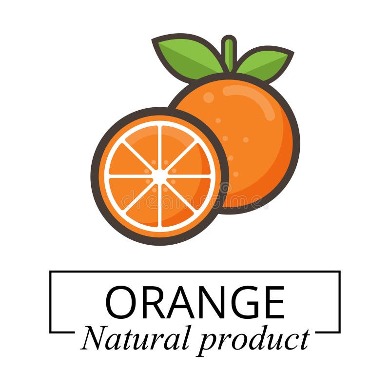 Cartoon Orange Label Vector Stock Vector - Illustration of green, ripe ...