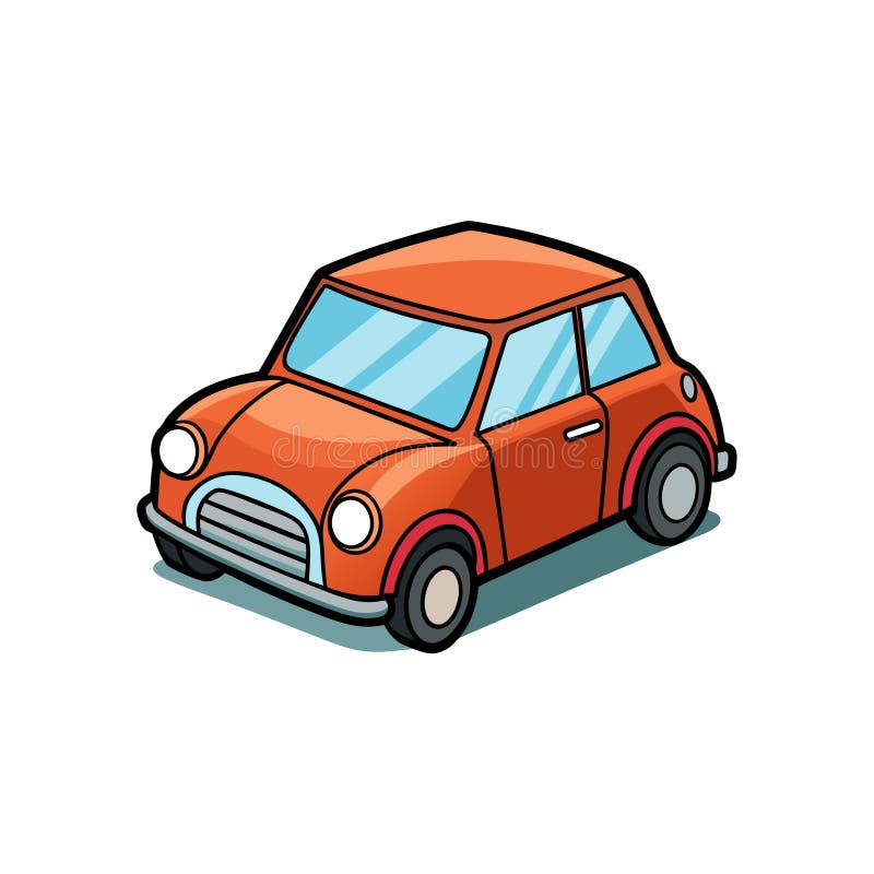 Cartoon Orange Mini Car Illustration on White Background Stock ...