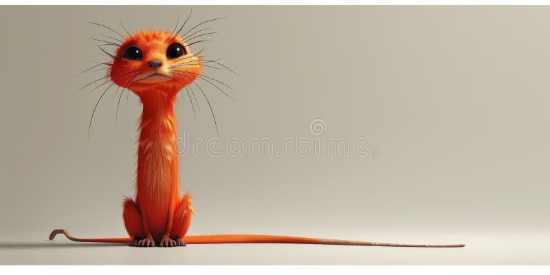 A Cartoon Orange Mouse is Standing Confidently in Front of a Plain ...