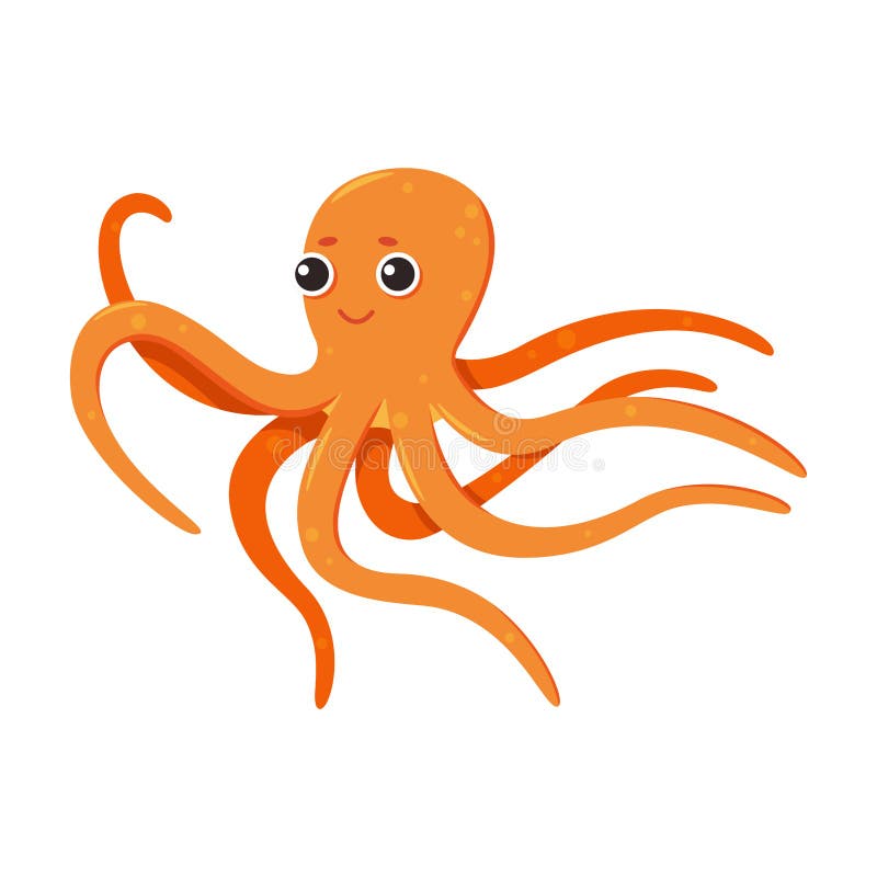 Cartoon Orange Octopus. Vector Illustration Stock Vector - Illustration ...