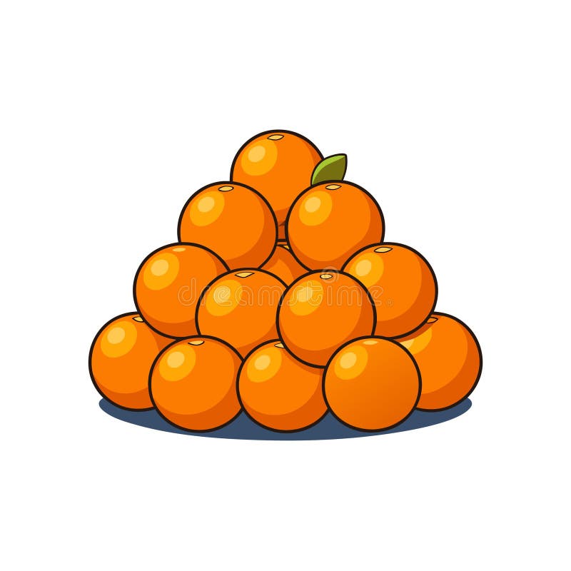 Cartoon Orange Pyramid, Stacked Fruit, Vector Illustration, Isolated ...