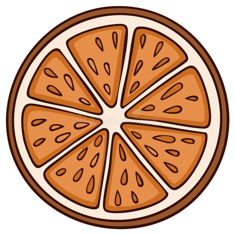 Cartoon Orange Slice Illustration Cross Section of a Citrus Fruit Icon ...