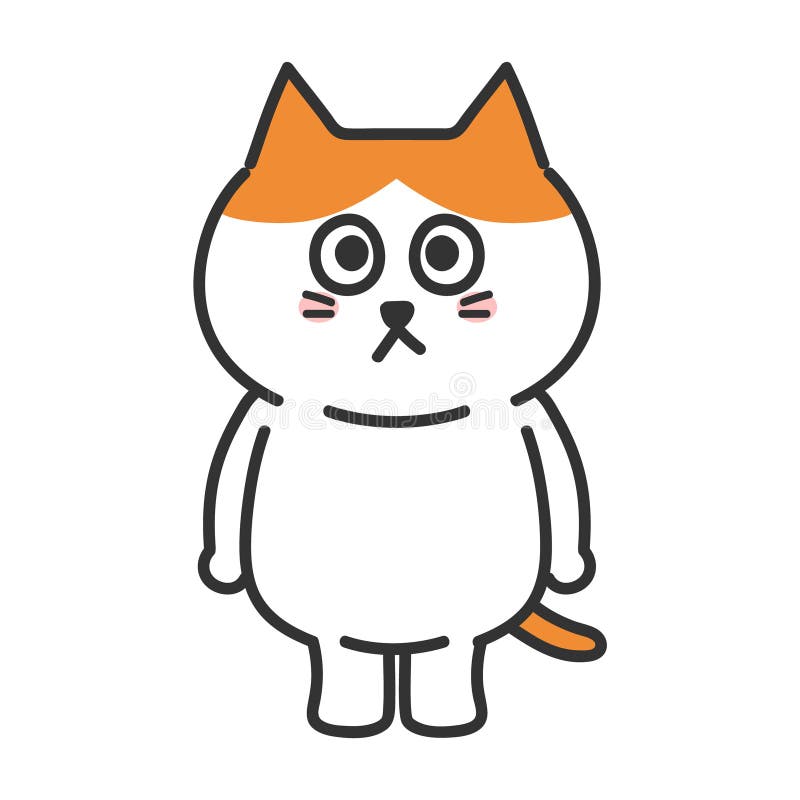 Cartoon Orange Tabby Cat Standing in Silence on a Transparent ...