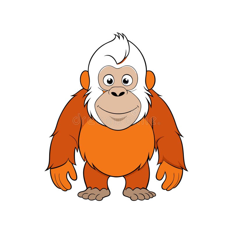 Cartoon Orangutan Illustration with Friendly Expression on White ...