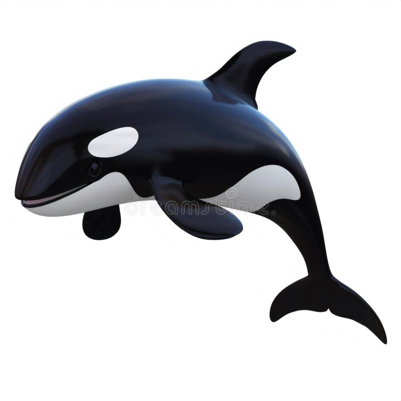 Cartoon Orca Leaping Playfully, Rendered in 3D, Facing Forward Against ...