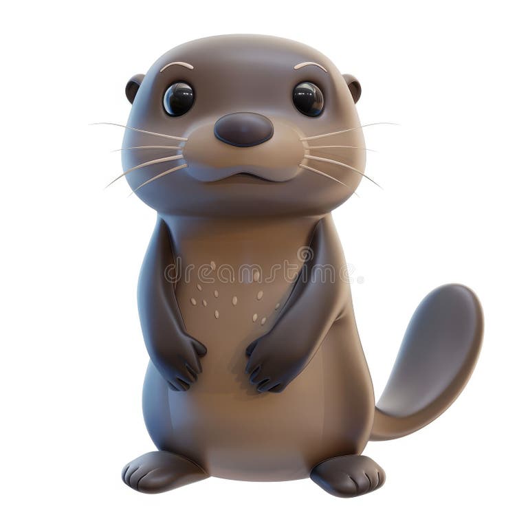 Adorable Cartoon Otter Standing on White Background Stock Illustration ...