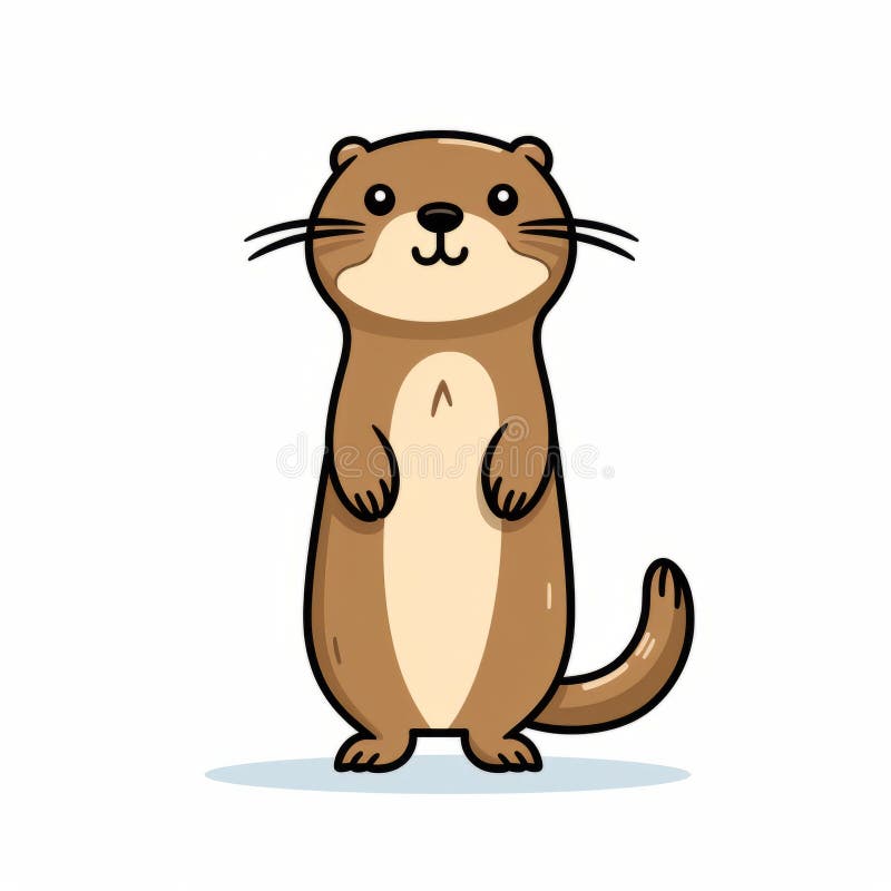 Brown Otter: Simple and Colorful Illustration on White Background Stock ...