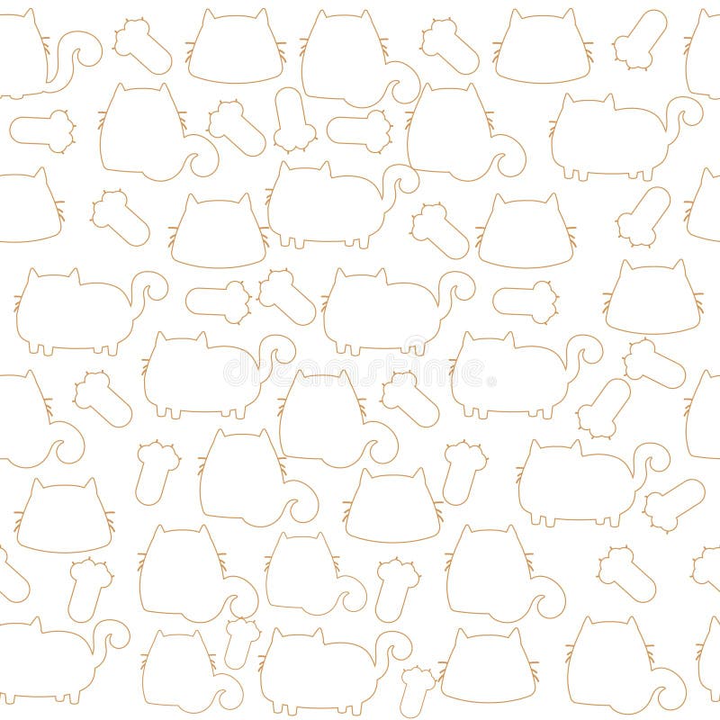 Cartoon Outline Cat Pattern. Vector Illustration Stock Vector ...