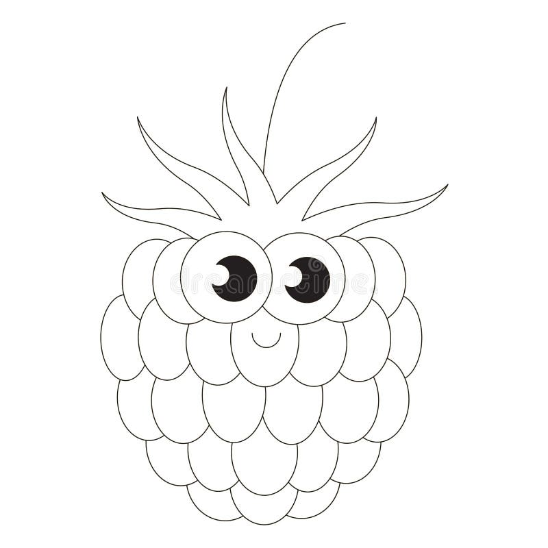 Funny Raspberry Cartoon. Page To Be Colored. Stock Vector ...