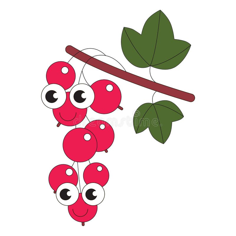 Funny Red Currant Cartoon. Page To Be Colored. Stock Vector ...