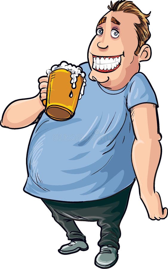 Cartoon Overweight Beer Drinker Stock Illustration - Illustration of ...