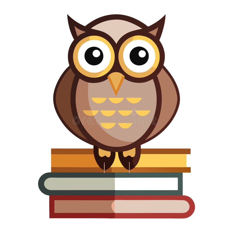 Cartoon Owl Sitting on Books - Education, Learning, and Knowledge Stock ...