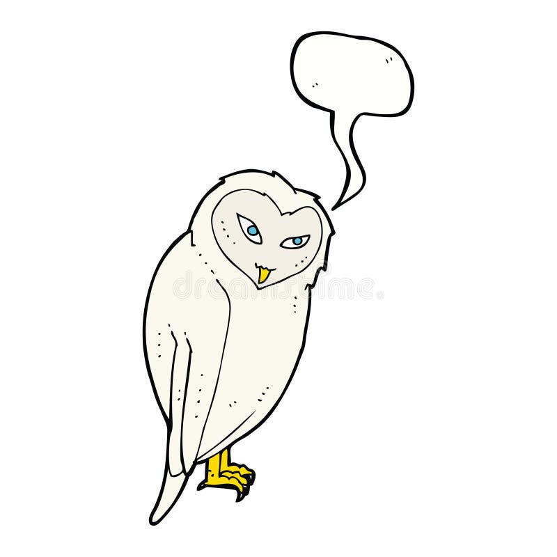 Cartoon Owl with Speech Bubble Stock Illustration - Illustration of ...