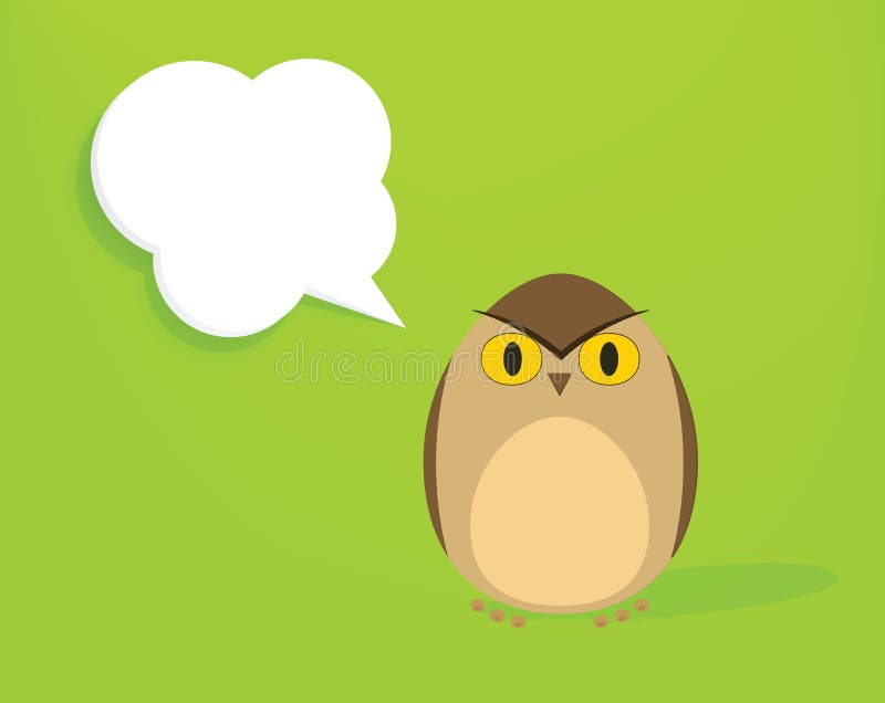 Cartoon Owl with Speech Bubble Stock Vector - Illustration of flat ...