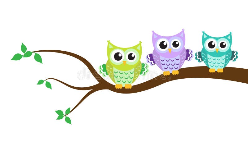 Cartoon owl on a tree stock vector. Illustration of happy - 72180944